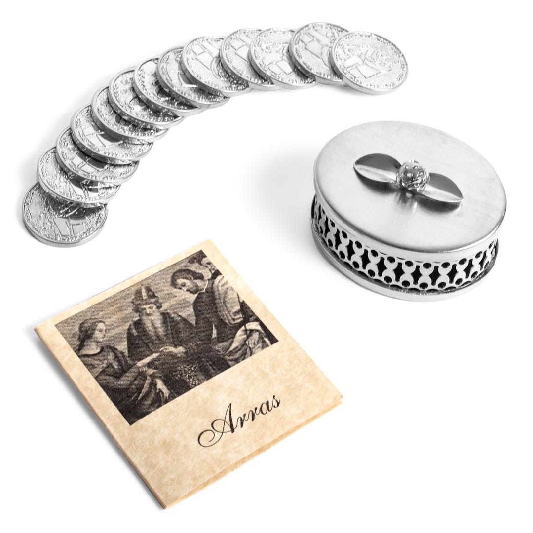 Arras De Boda Wedding Unity Coins With Decorative Box for Catholic ...