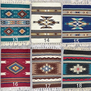 Large Woven Wool Table Rugs, Choose Your Color 20" X 15" Boho Aztec ...