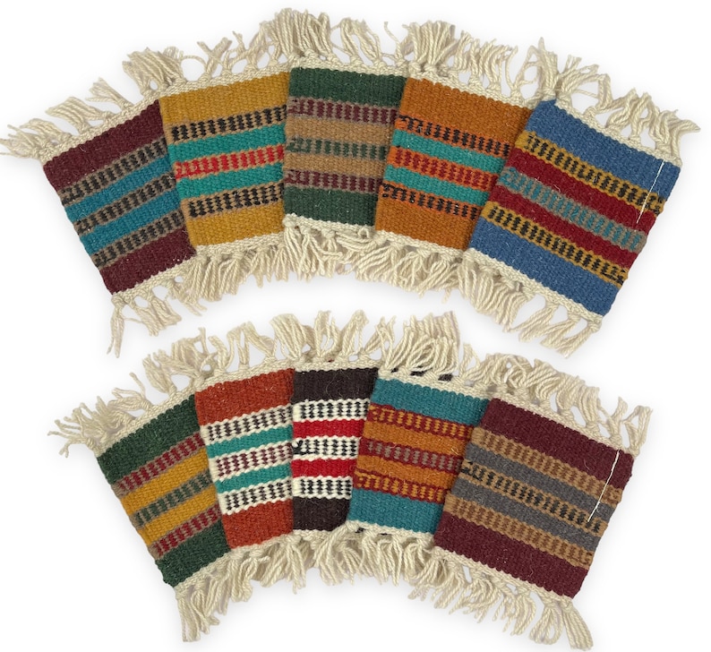 Set of 5 Woven Wool Blanket Coasters Choose Your Color 5