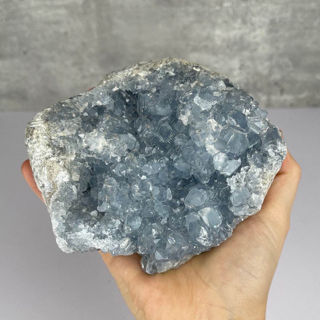 Large Raw Celestite Crystal Cluster Geode - Etsy