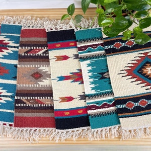 Large Woven Wool Table Rugs, Choose Your Color 20" X 15" Boho Aztec ...