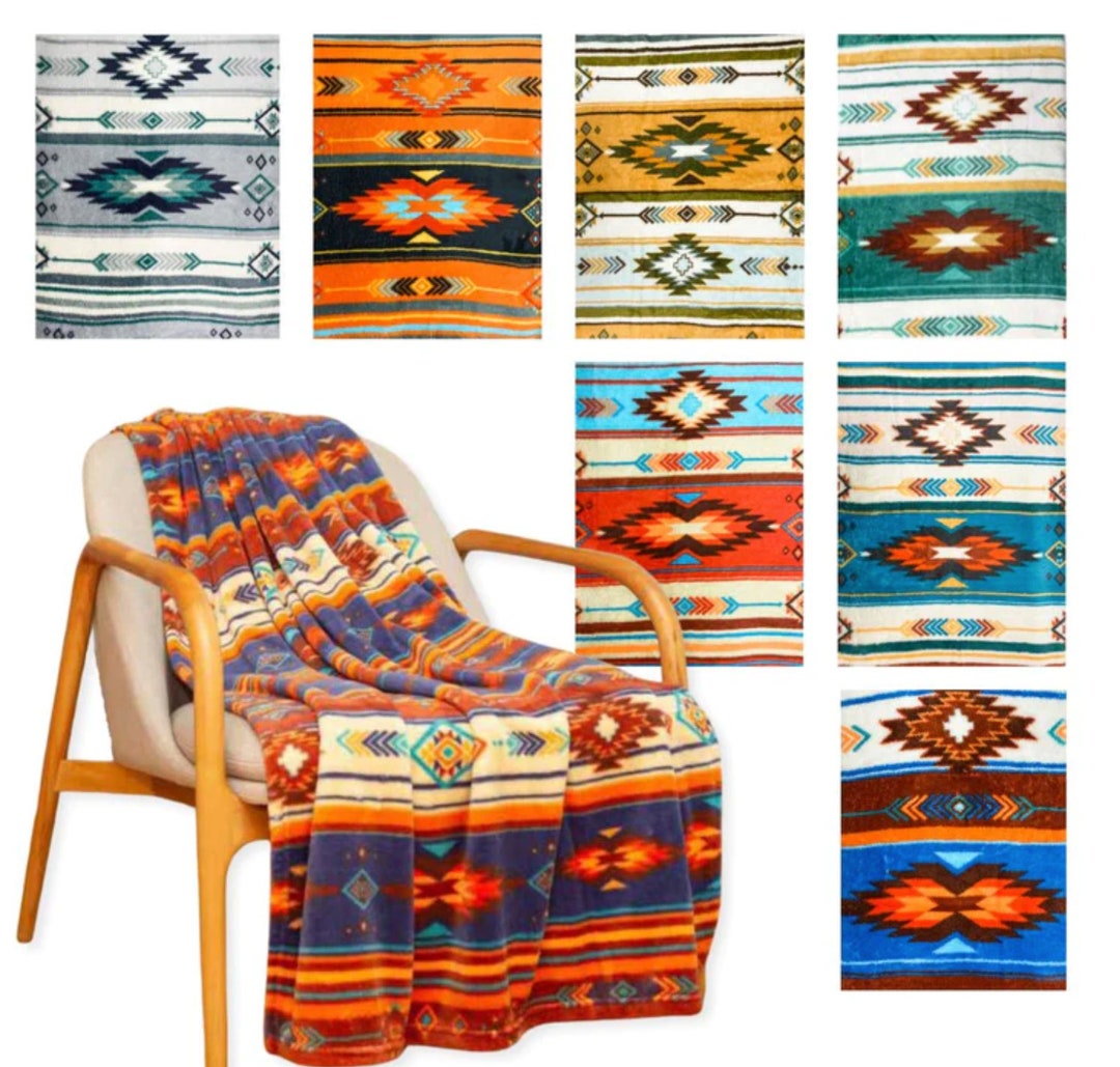 Southwest Aztec Throw Blankets Plush Fleece House Warming Gift Choose ...