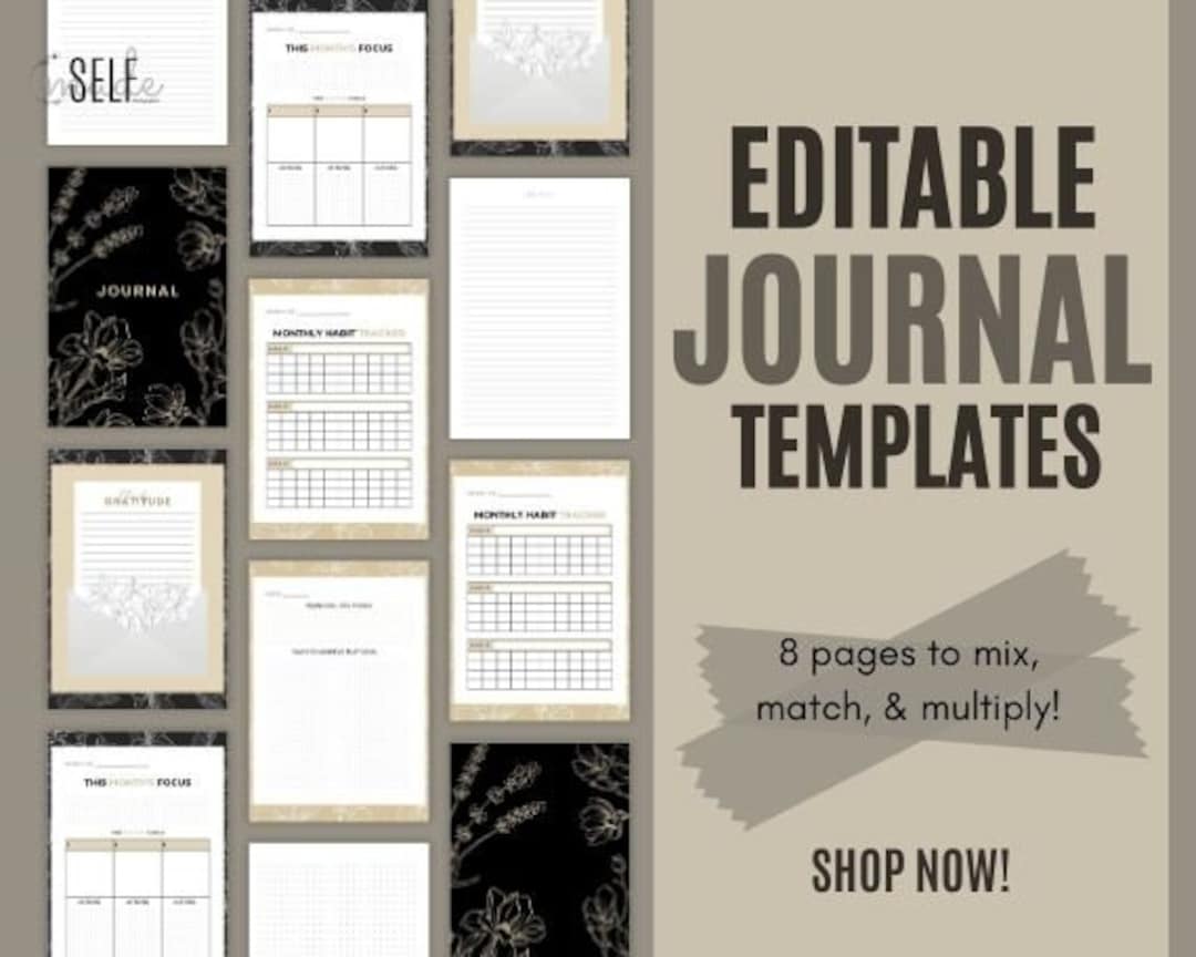 Bullet Journal Template PDF Canva Printable Diary Custom - Etsy