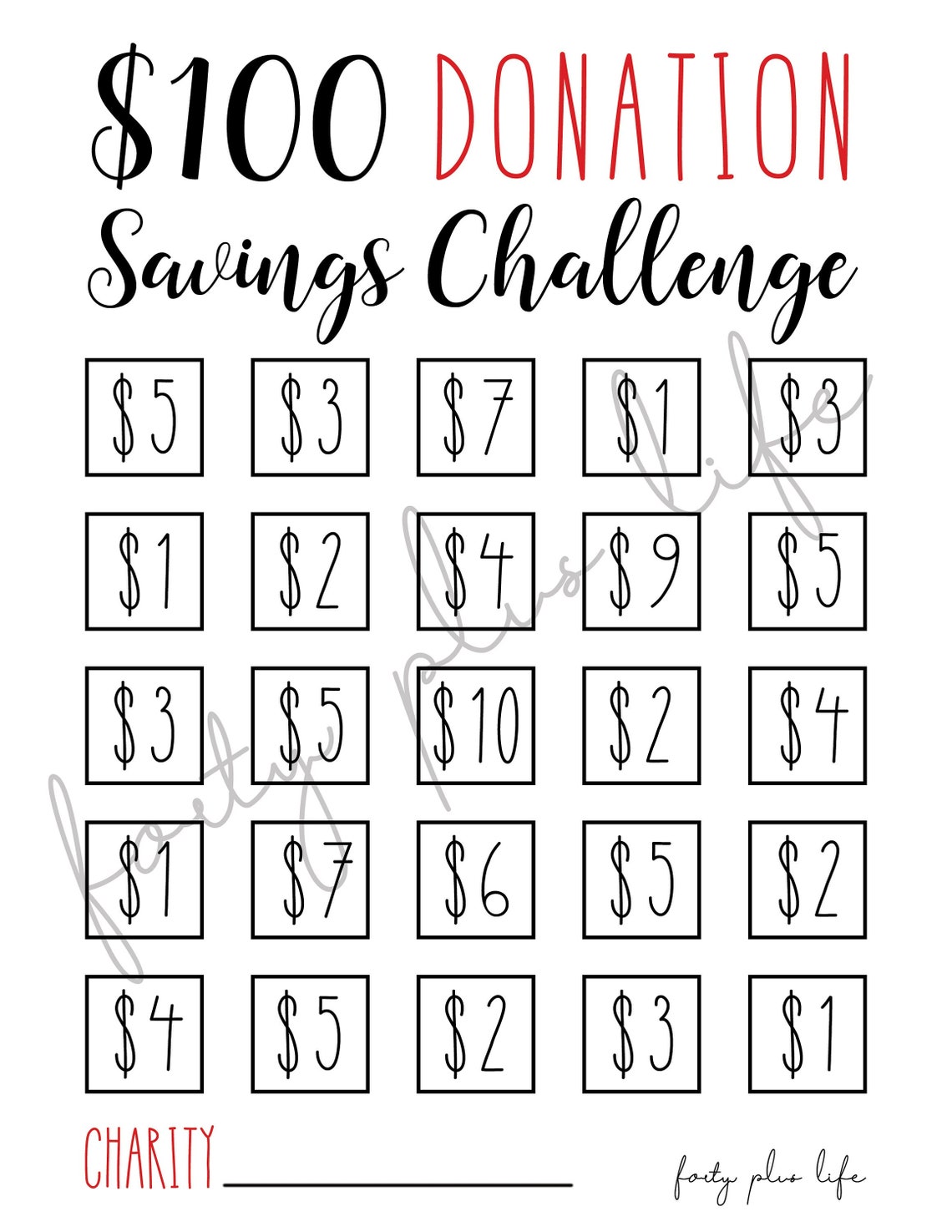 BUNDLE 100 Dollar Donation Savings Challenge 3 Versions - Etsy