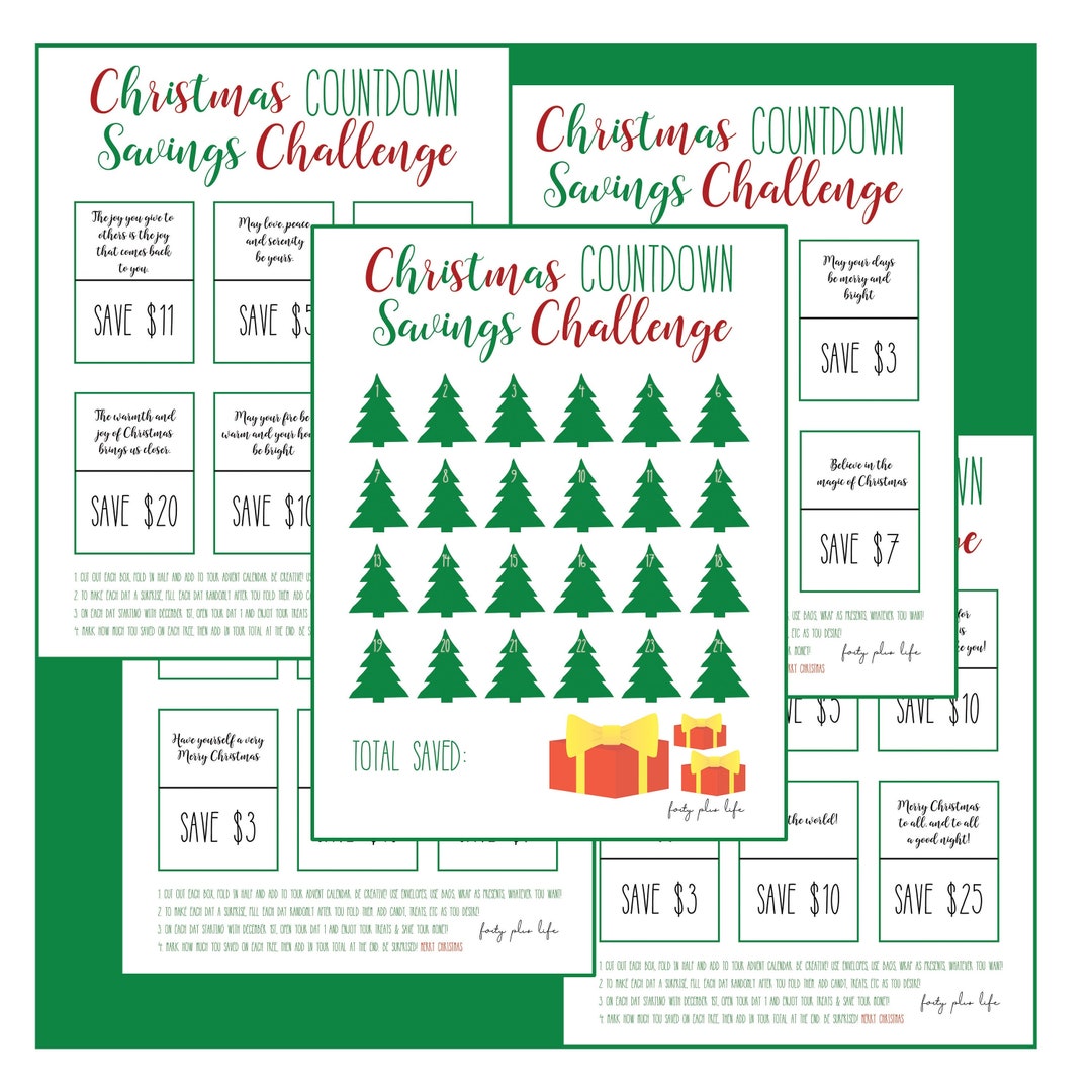 Christmas Countdown Savings Challenge Advent Calendar Theme - Etsy
