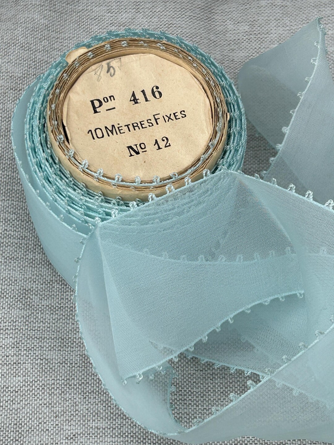 Pale Baby Blue Picot Edge Vintage French Ribbon, Paper Protected on ...