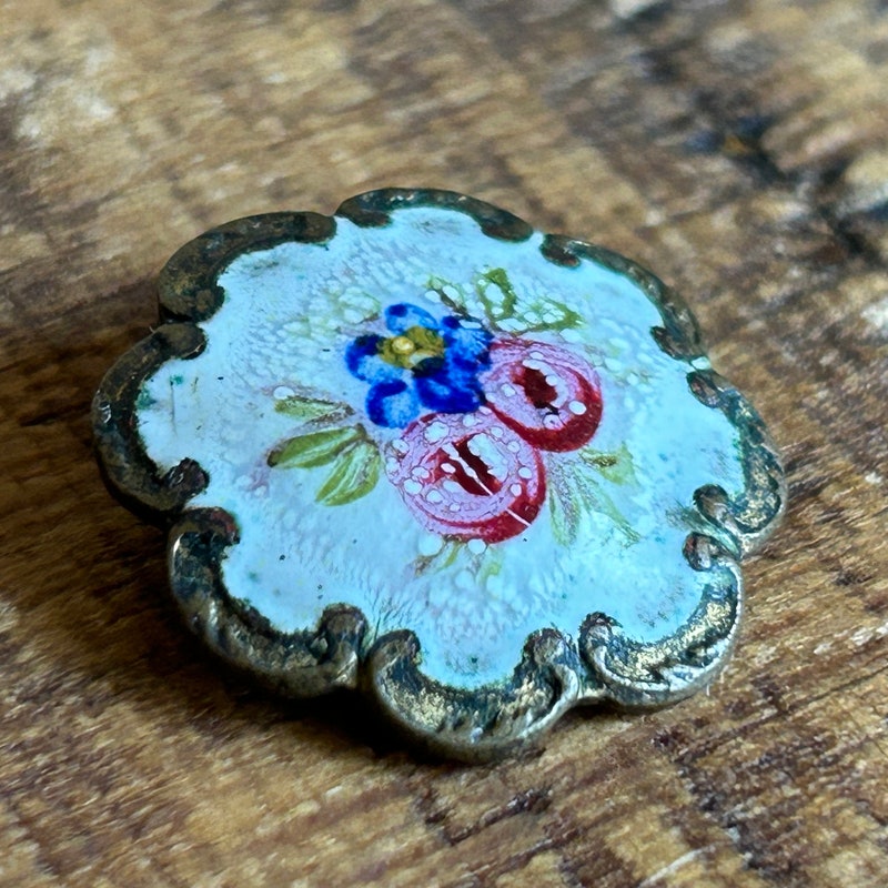 Antique Enamel Button - Etsy