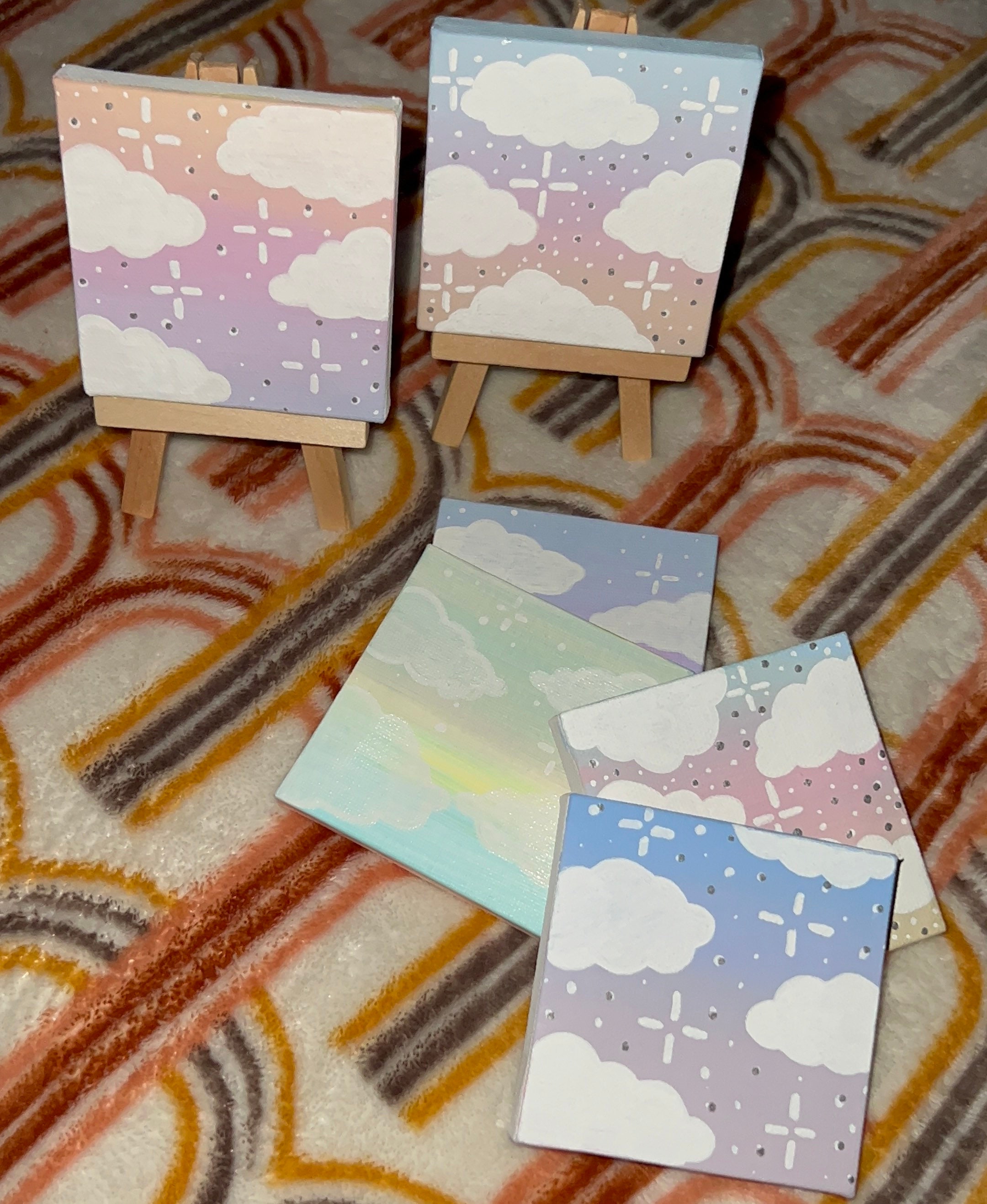 Kawaii Sunset Mini Acrylic Painting Kawaii Acrylic - Etsy