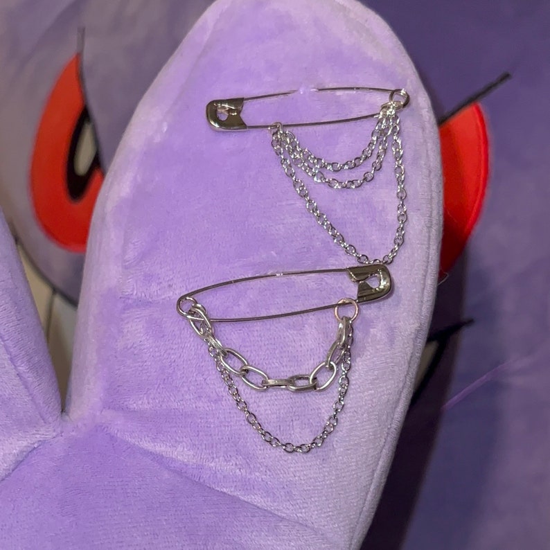 Draped Chain Safety Pin Brooch Safety Pin Charm Safety Pin - Etsy