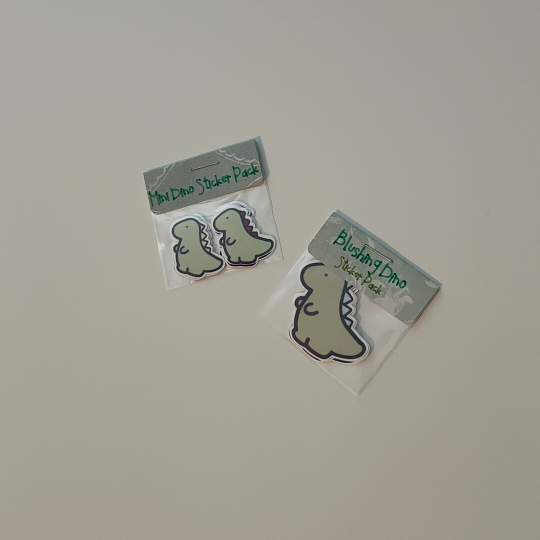 Blushing Dino Sticker Pack | Kawaii Dinosaur Stickers | Dinosaur ...