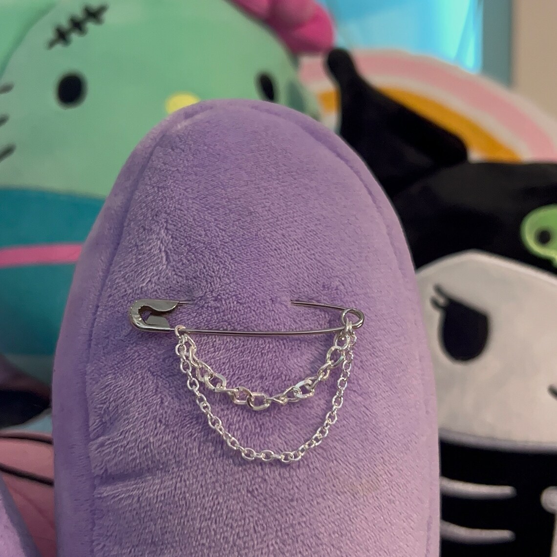 Draped Chain Safety Pin Brooch | Safety Pin Charm | Safety Pin Bag ...