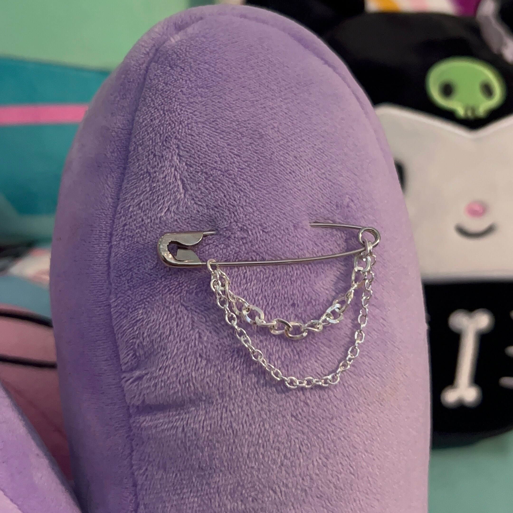 Draped Chain Safety Pin Brooch | Safety Pin Charm | Safety Pin Bag ...