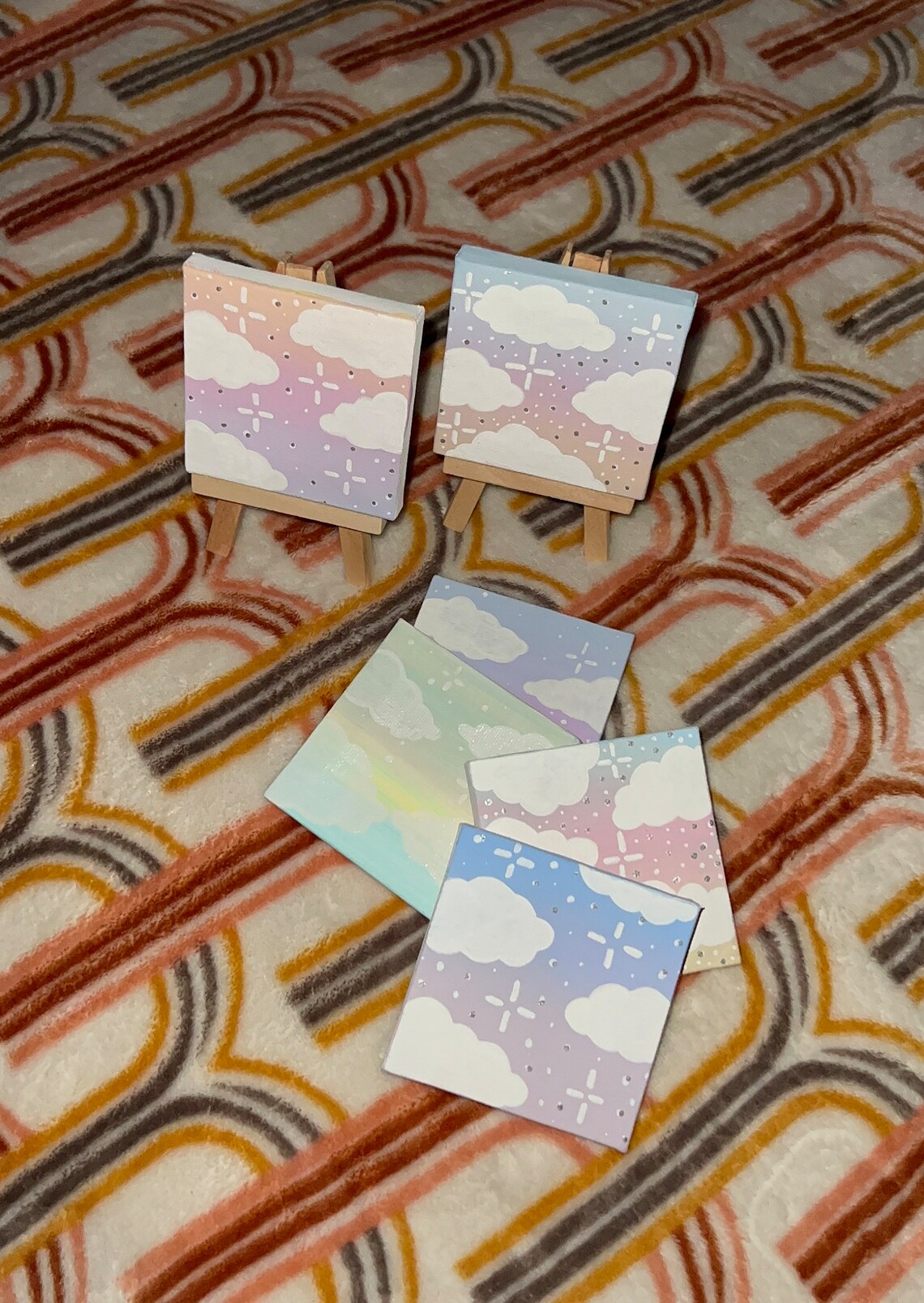 Kawaii Sunset Mini Acrylic Painting Kawaii Acrylic - Etsy