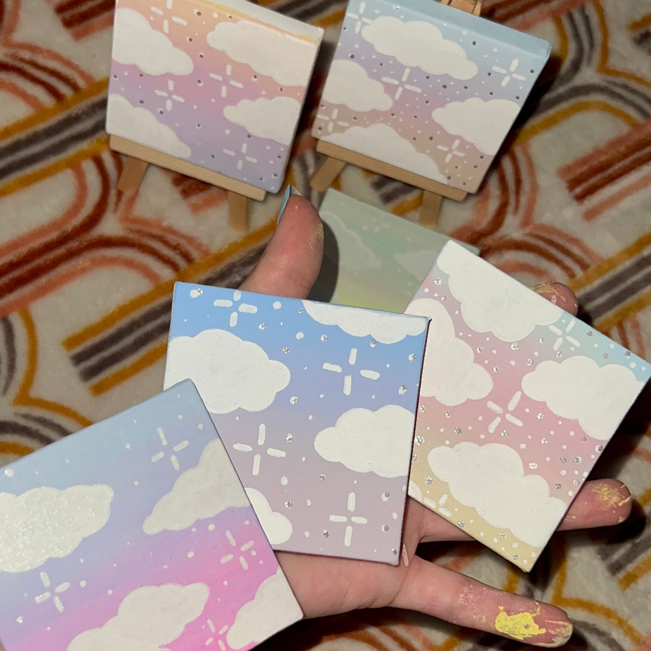 Kawaii Sunset Mini Acrylic Painting Kawaii Acrylic - Etsy