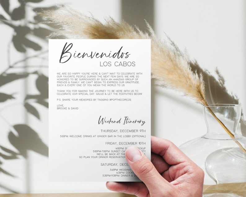 BRIDGET | Modern Wedding Welcome Card Template, Wedding Weekend Welcome ...