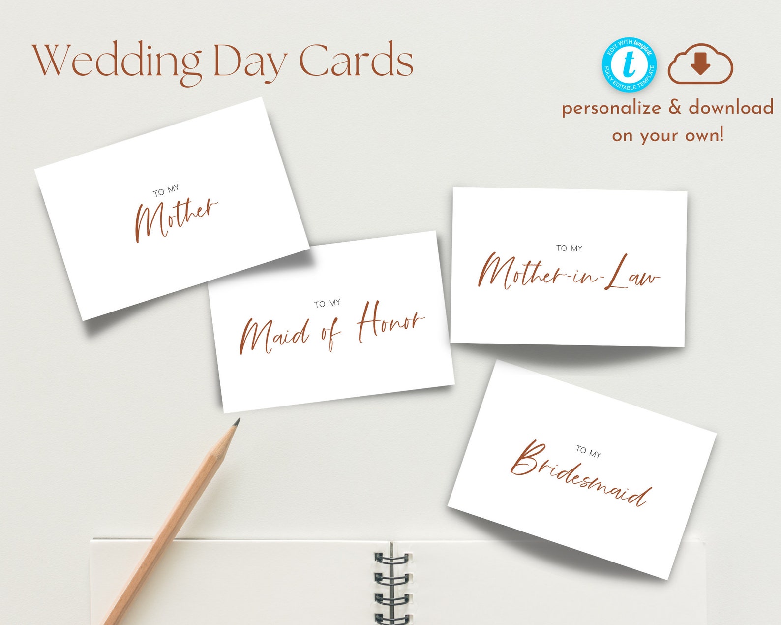 BRIDGET | Modern Wedding Day Cards, to My Bridesmaid / Maid of Honor ...