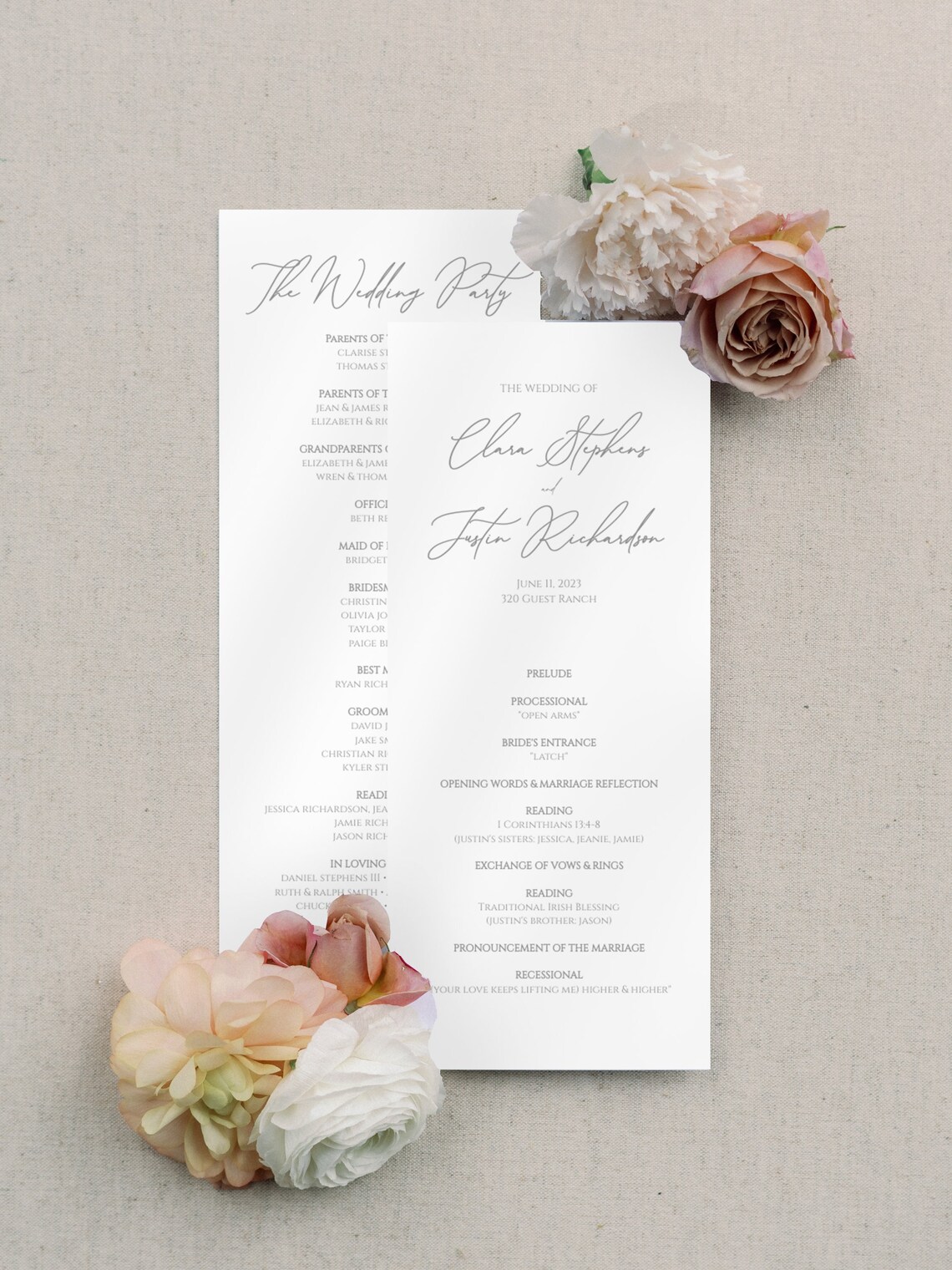 CLARA Classic Wedding Ceremony Program Template, Script Wedding Program ...