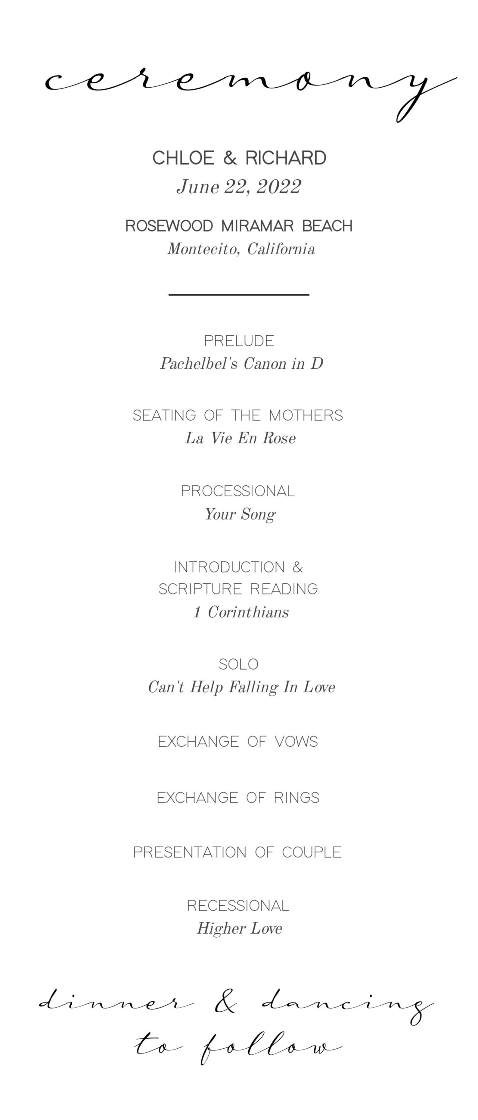 ANITA | Classic Wedding Ceremony Program Template, Script Wedding ...