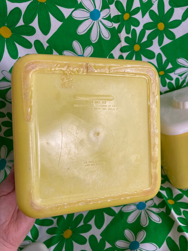 Retro 50's Plastic Container Set - 3 Piece Yellow 1950s Plastic Flour ...