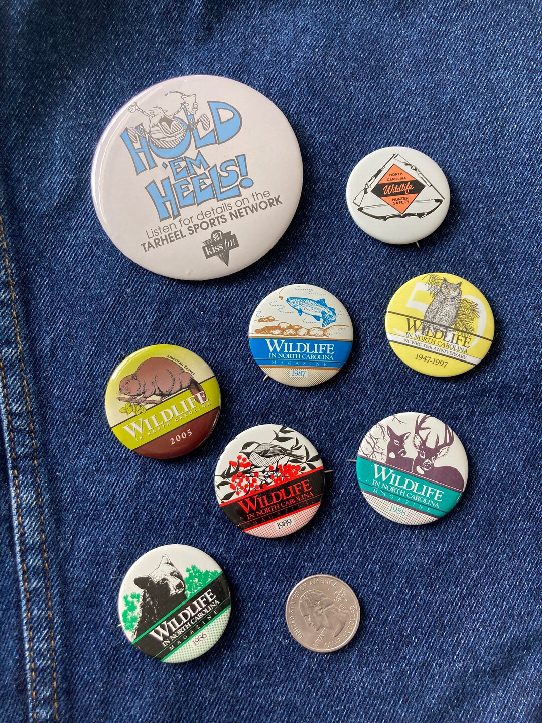 Vintage North Carolina Pinback Buttons - Vintage Kiss FM Tarheels Pin ...