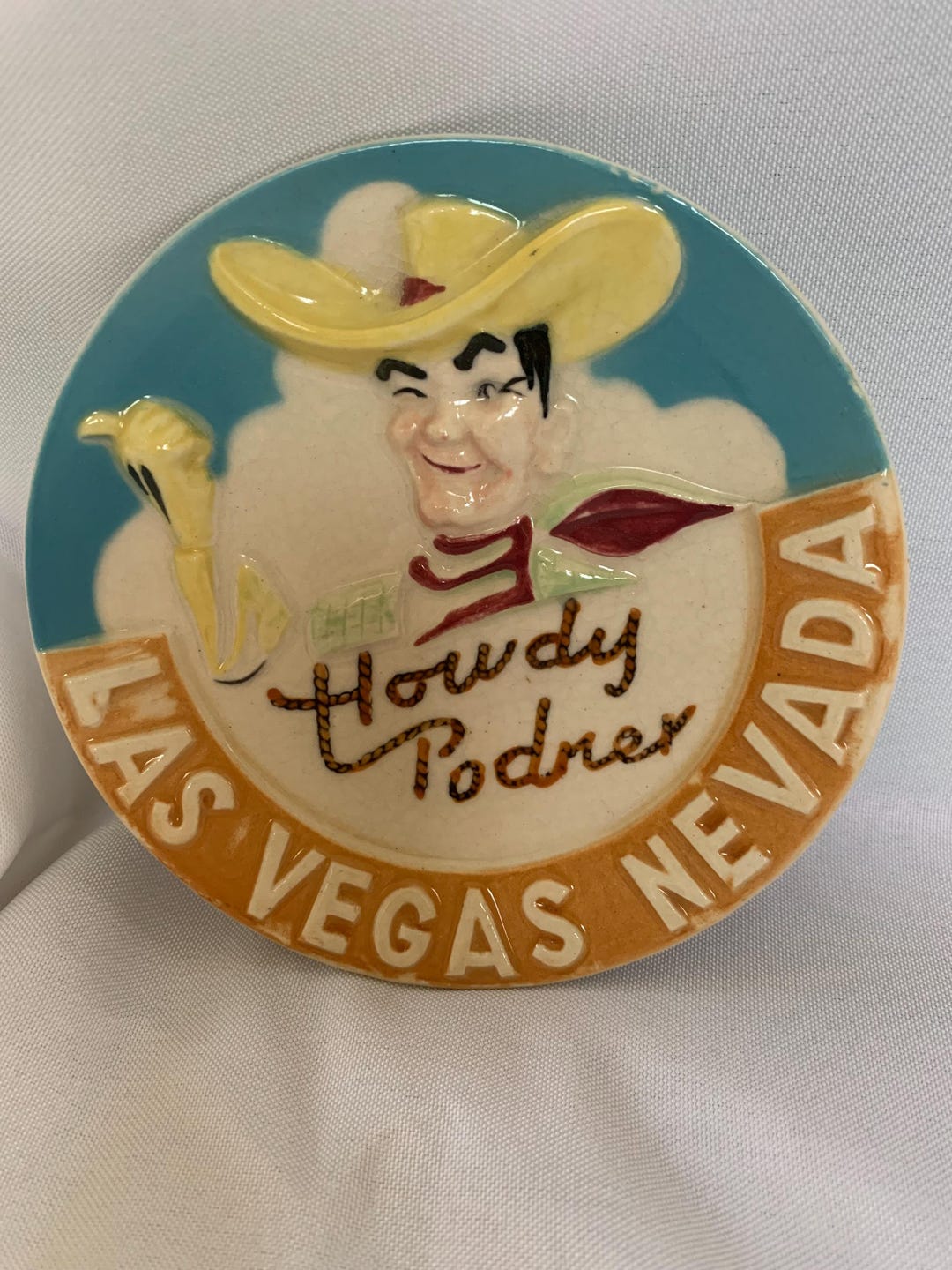 Howdy Podner Vintage Las Vegas Plate- Las Vegas 1950's Souvenir Plate ...