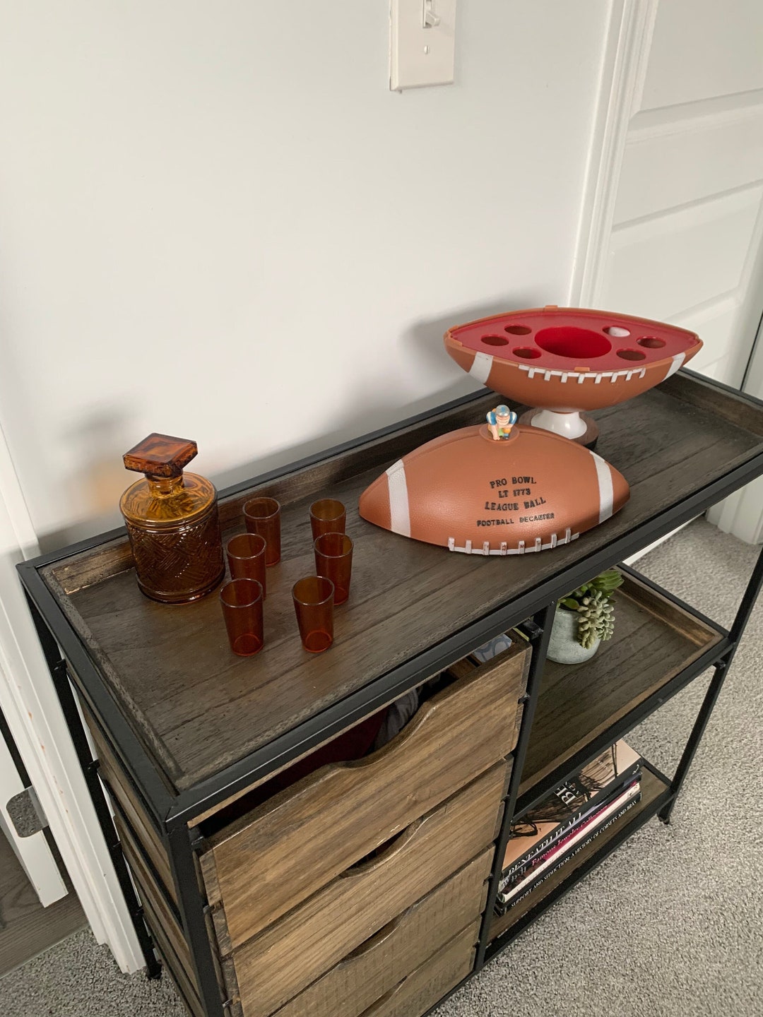 Football Decanter Set - Vintage Decanter Pro Bowl LT 1773 League Ball ...