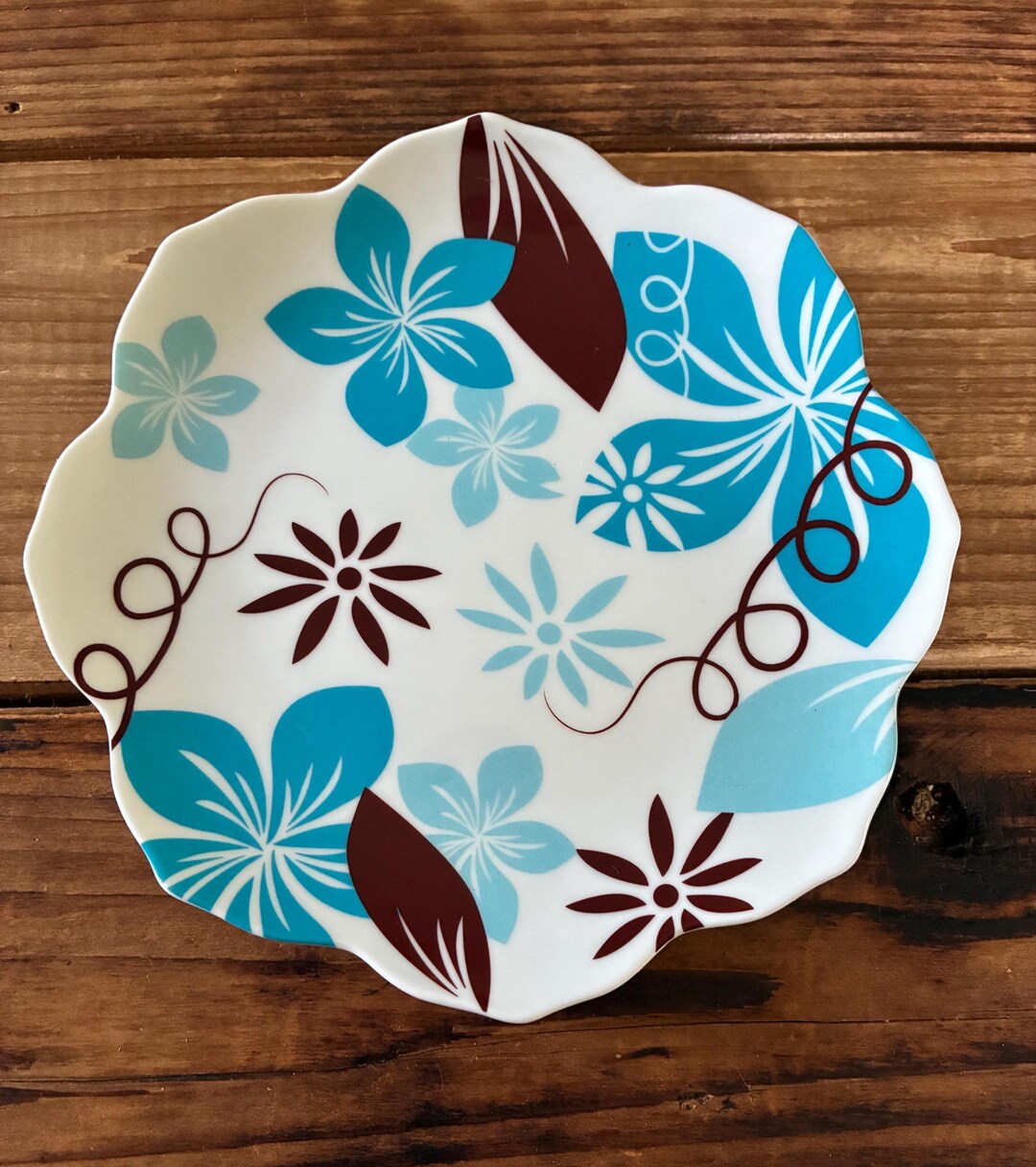 Pier 1 Dessert Plate- Appetizer Plate Trinket Dish Tropical Flowers ...