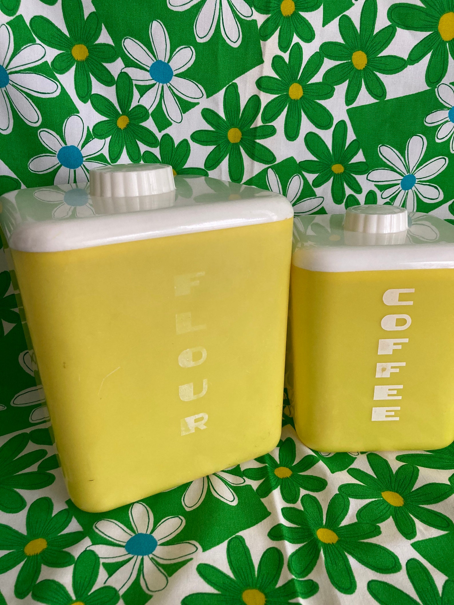 Retro 50's Plastic Container Set - 3 Piece Yellow 1950s Plastic Flour ...