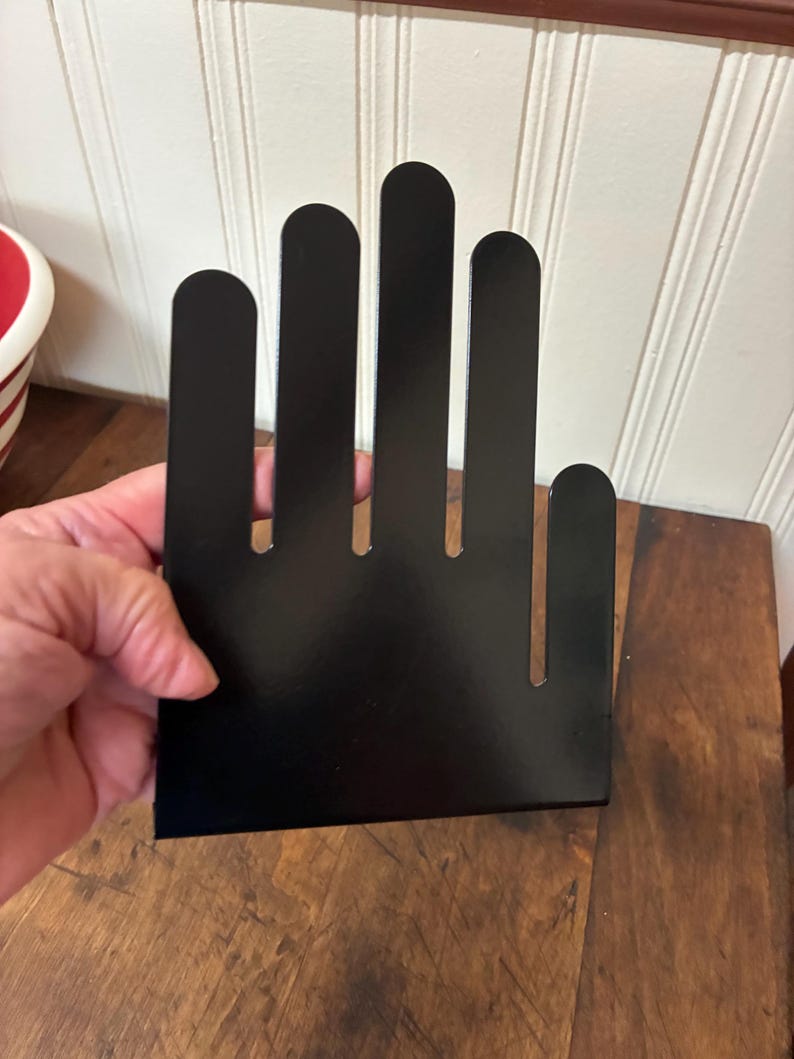 1970s Hand Bookend- MCM Pop Art Design Stylized Hand Shaped Black Metal ...