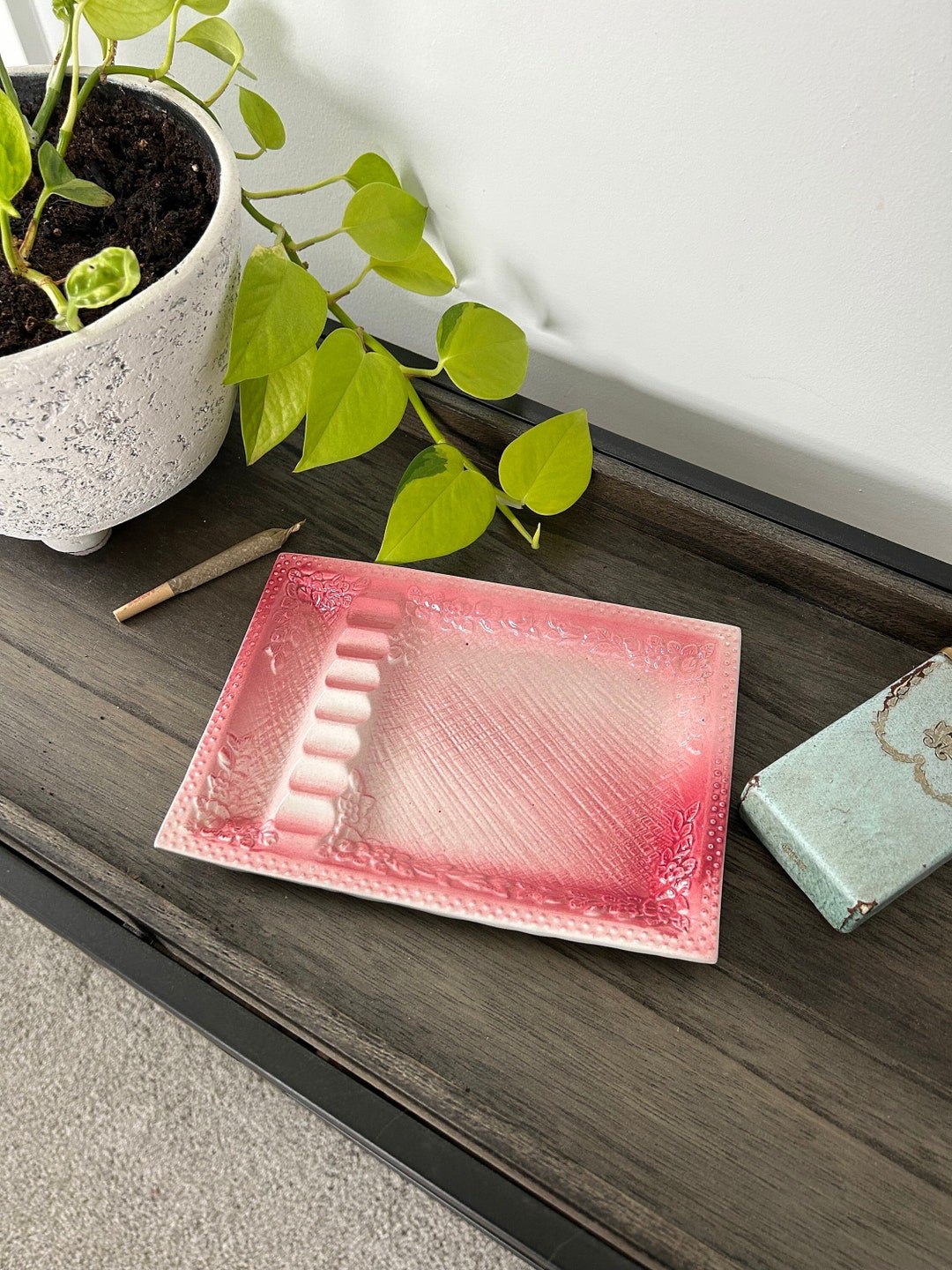 Vintage Pink Ashtray - Pink Vintage Ashtray Pink Ceramic Ashtray ...