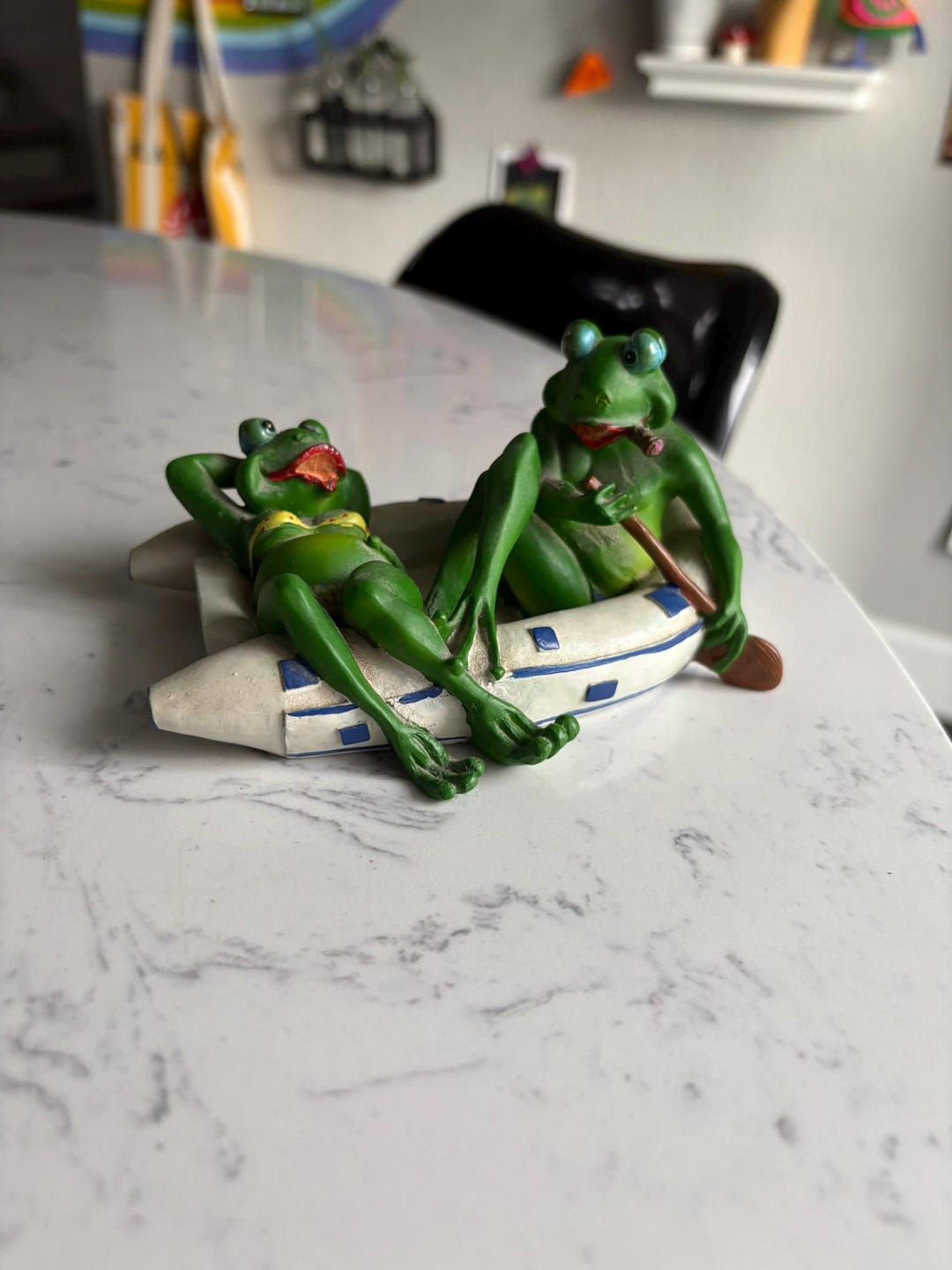 Frog Figurine- Pair of Frogs Lounging Frog Decor Funny Frogs Summertime ...