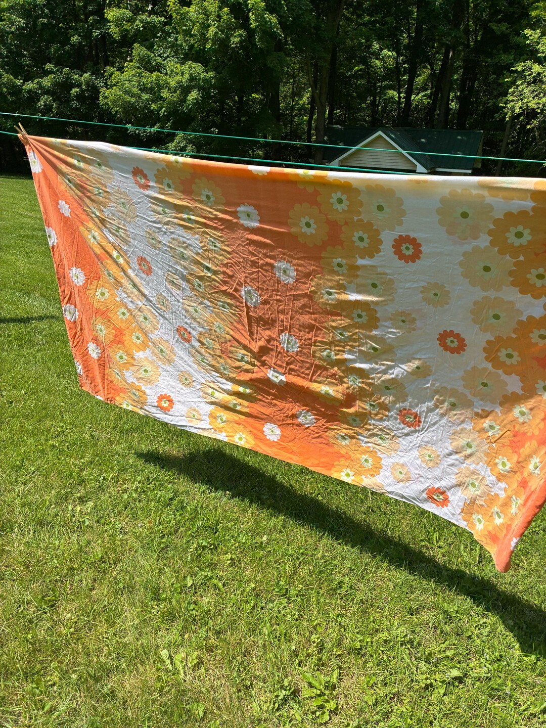 Vintage Daisy Flat Sheet - Retro Full Flat Sheet Vintage Flower Power ...