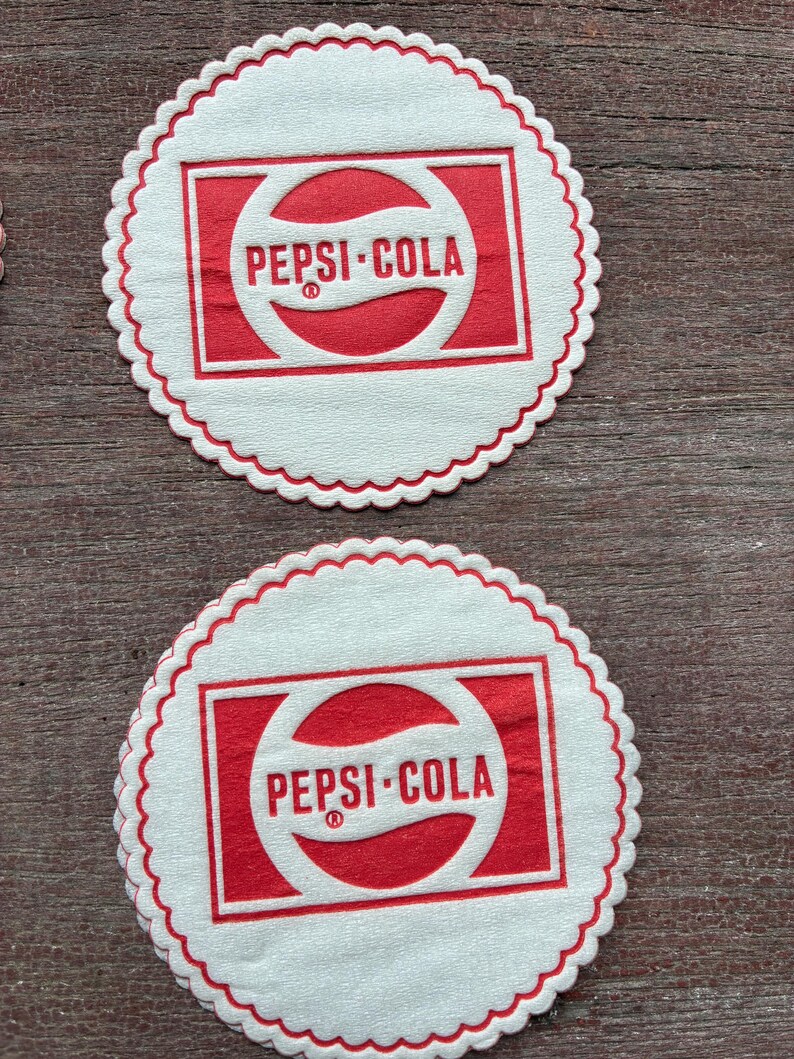 Vintage Pepsi Cola Coasters - Rare Set of 9 Fabric Paper 1960s-1970s ...