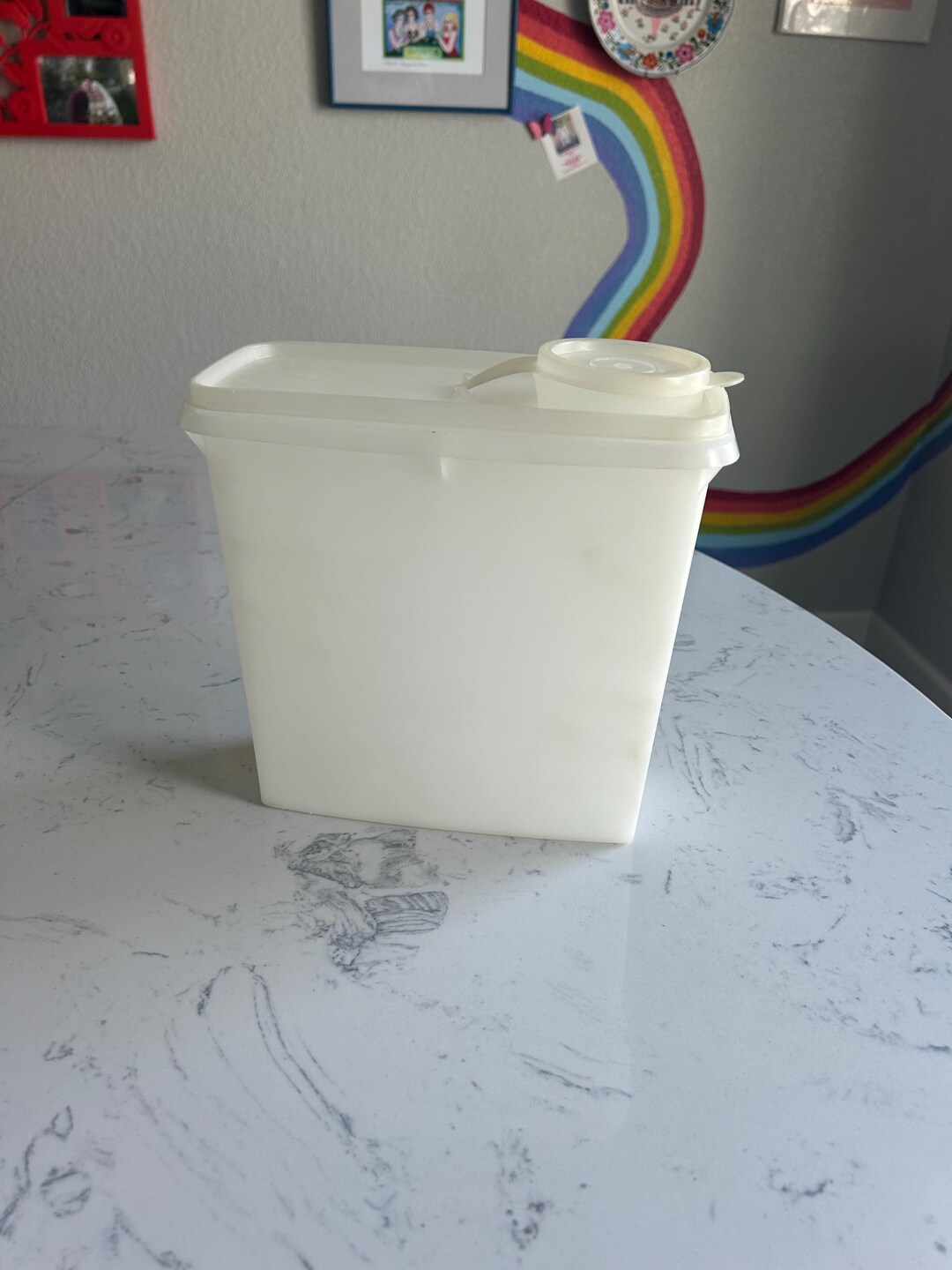 Large White Tupperware With Lid- Store and Pour Retro Kitchen Food ...