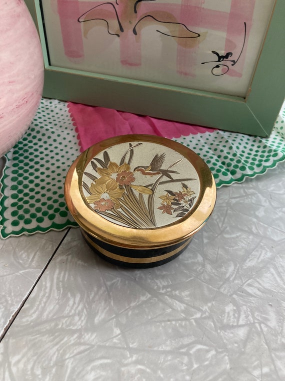 Vintage Art of Chokin Trinket Box - Black and Gold Ja… - Gem