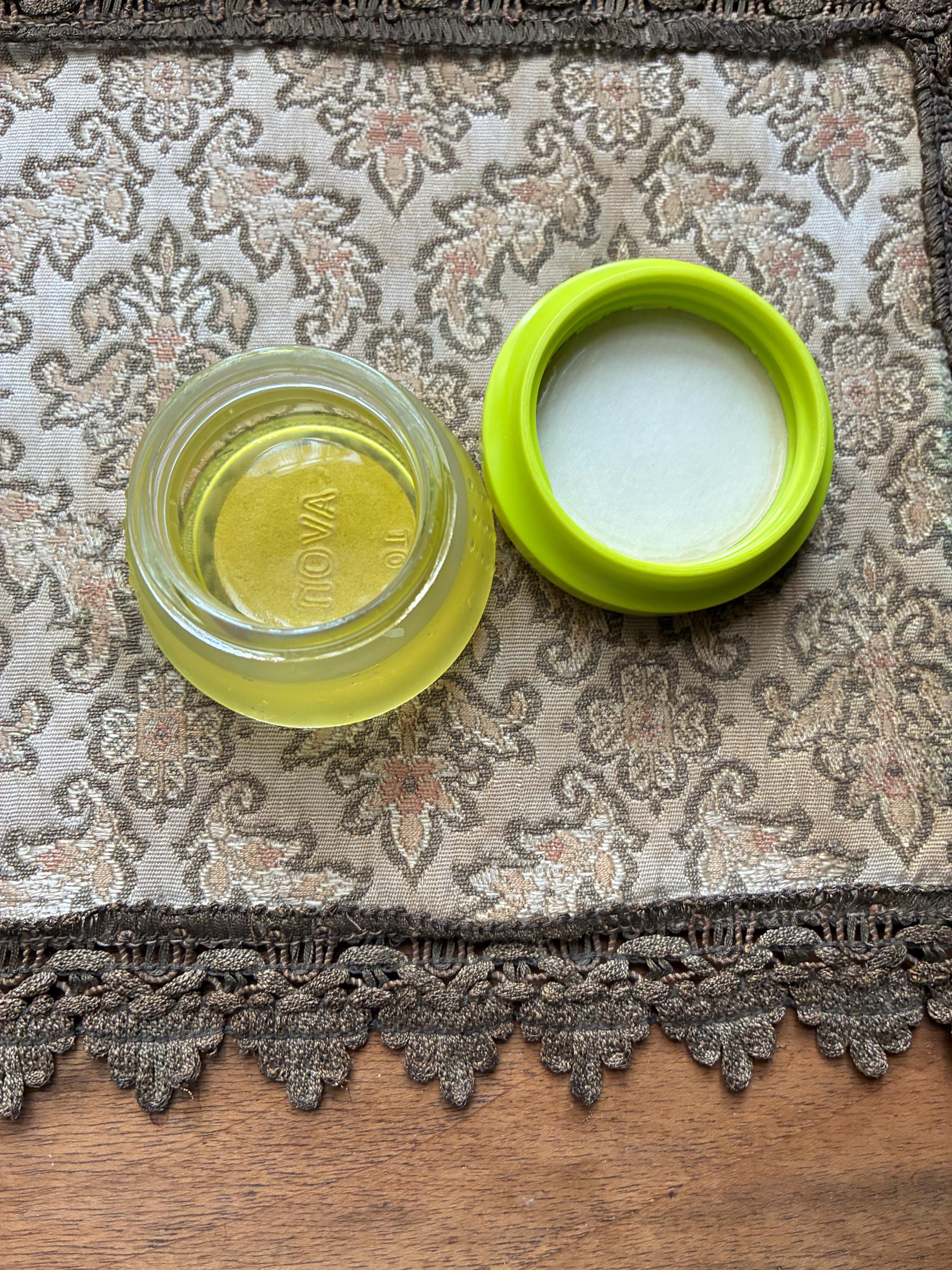 Vintage Avon Jar- 1970s Frosted Glass Flower Top Avon Jar Lemon Velvet ...