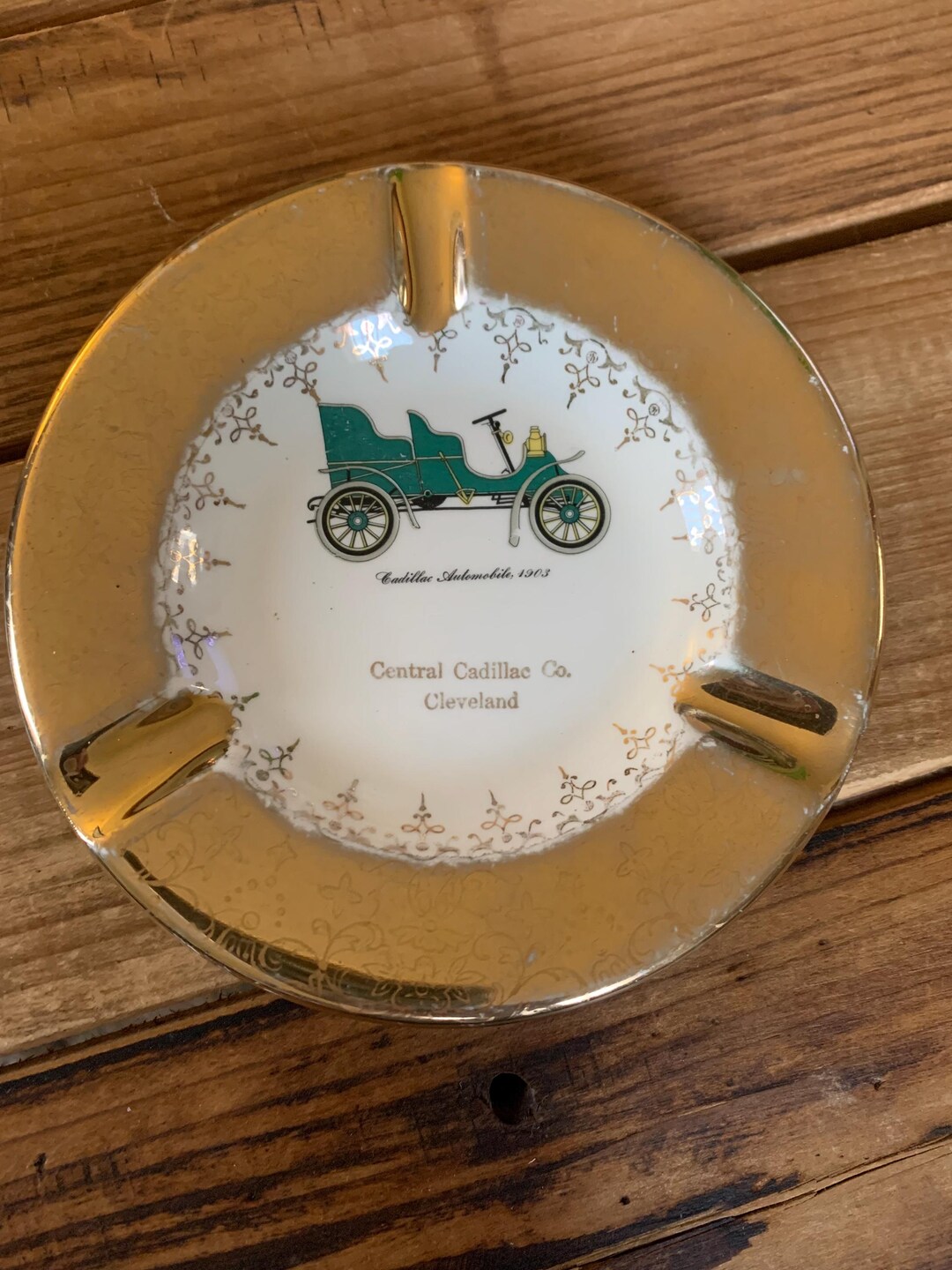 Vintage Car Advertisement Ashtray- Vintage Sabin 22K Gold Rim Ashtray ...