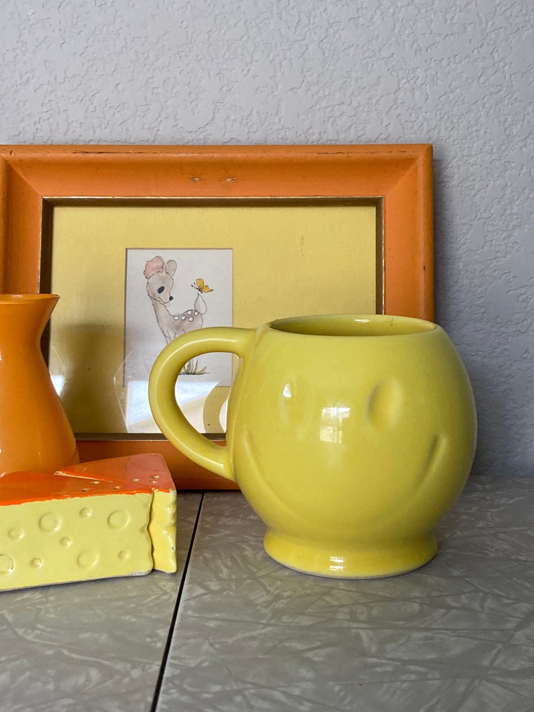 Vintage Smiley Face Mug - Classic Mccoy Yellow Retro Smile Happy Face ...