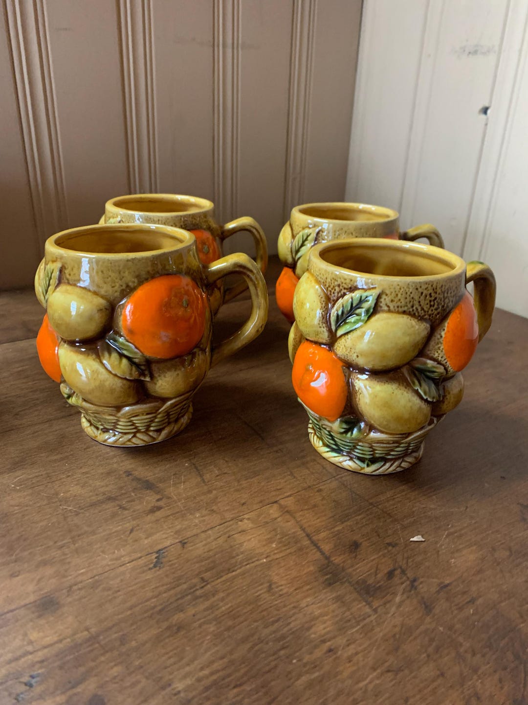 Vintage Inarco Japan Orange Spice Mugs- Set of Four Coffee Mugs With ...