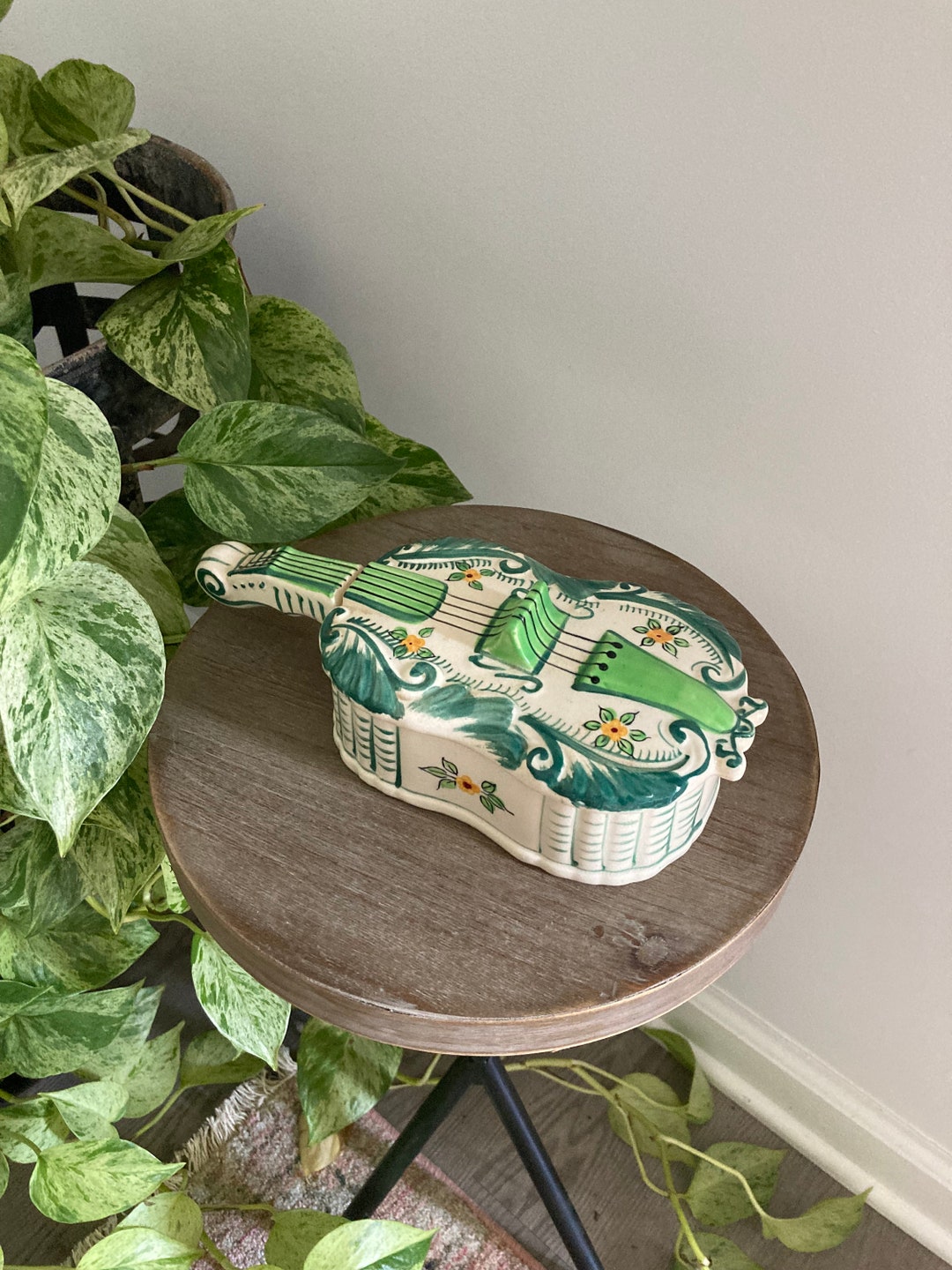 Ceramic String Instrument Trinket Box - Jewelry Box Vintage Trinket Box ...