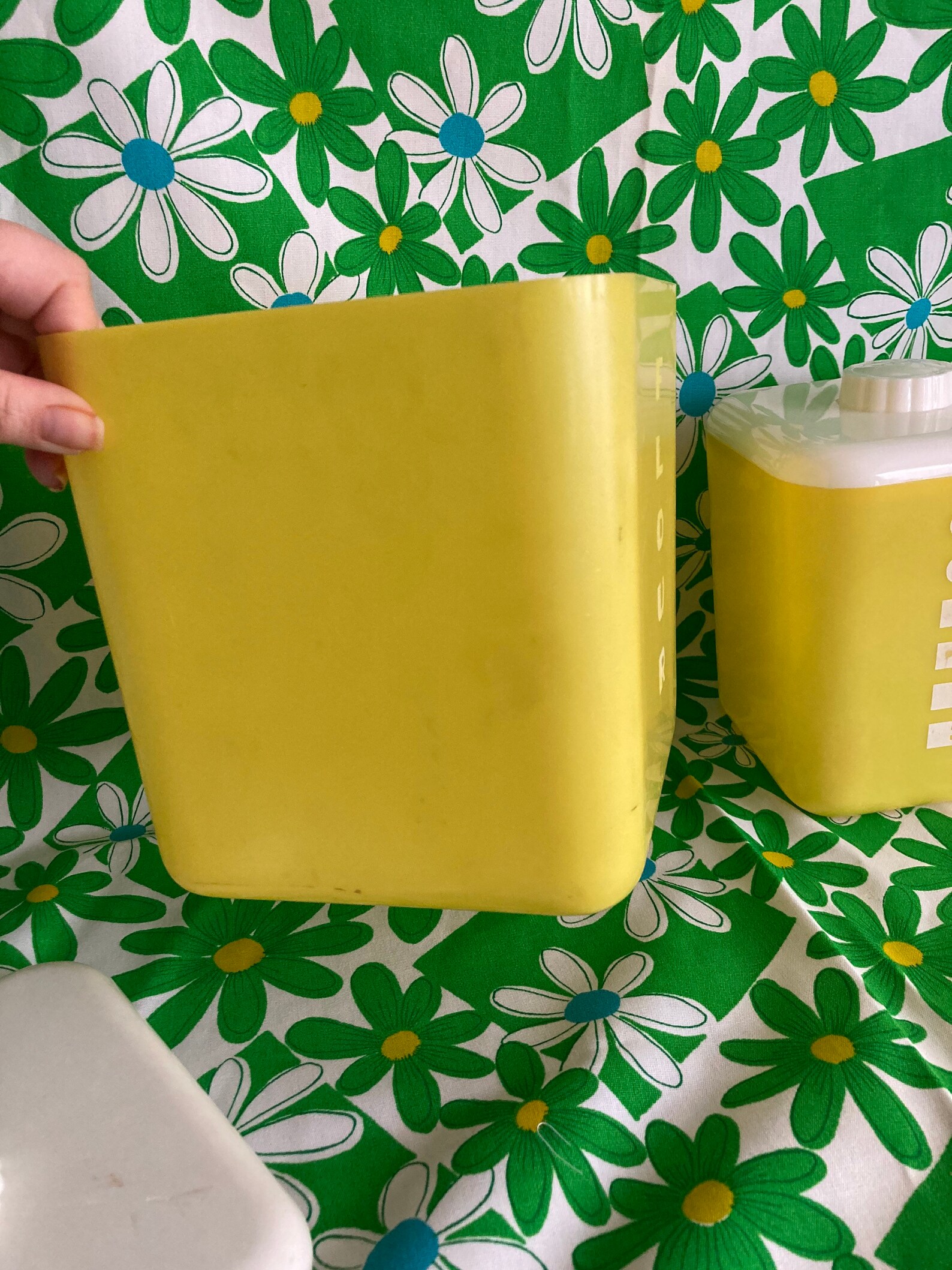Retro 50's Plastic Container Set - 3 Piece Yellow 1950s Plastic Flour ...