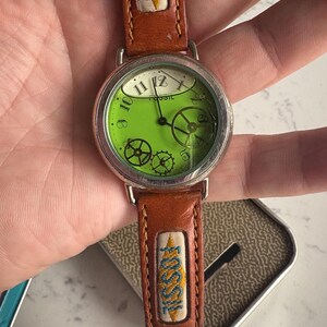 Vintage Fossil Floating Gear Watch - Rare 1990s Fossil Green Floating ...