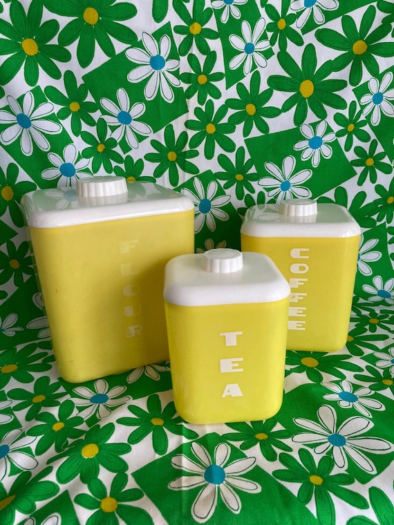 Retro 50's Plastic Container Set 3 Piece Yellow 1950s - Etsy