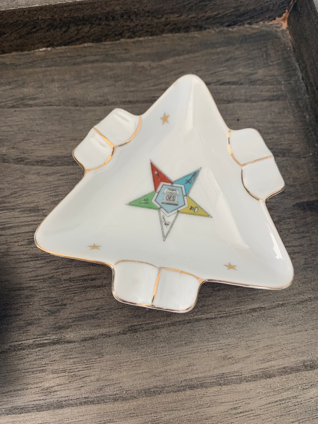 Vintage Lefton Masonic Ashtray - Single Porcelain Ashtray Order of the ...