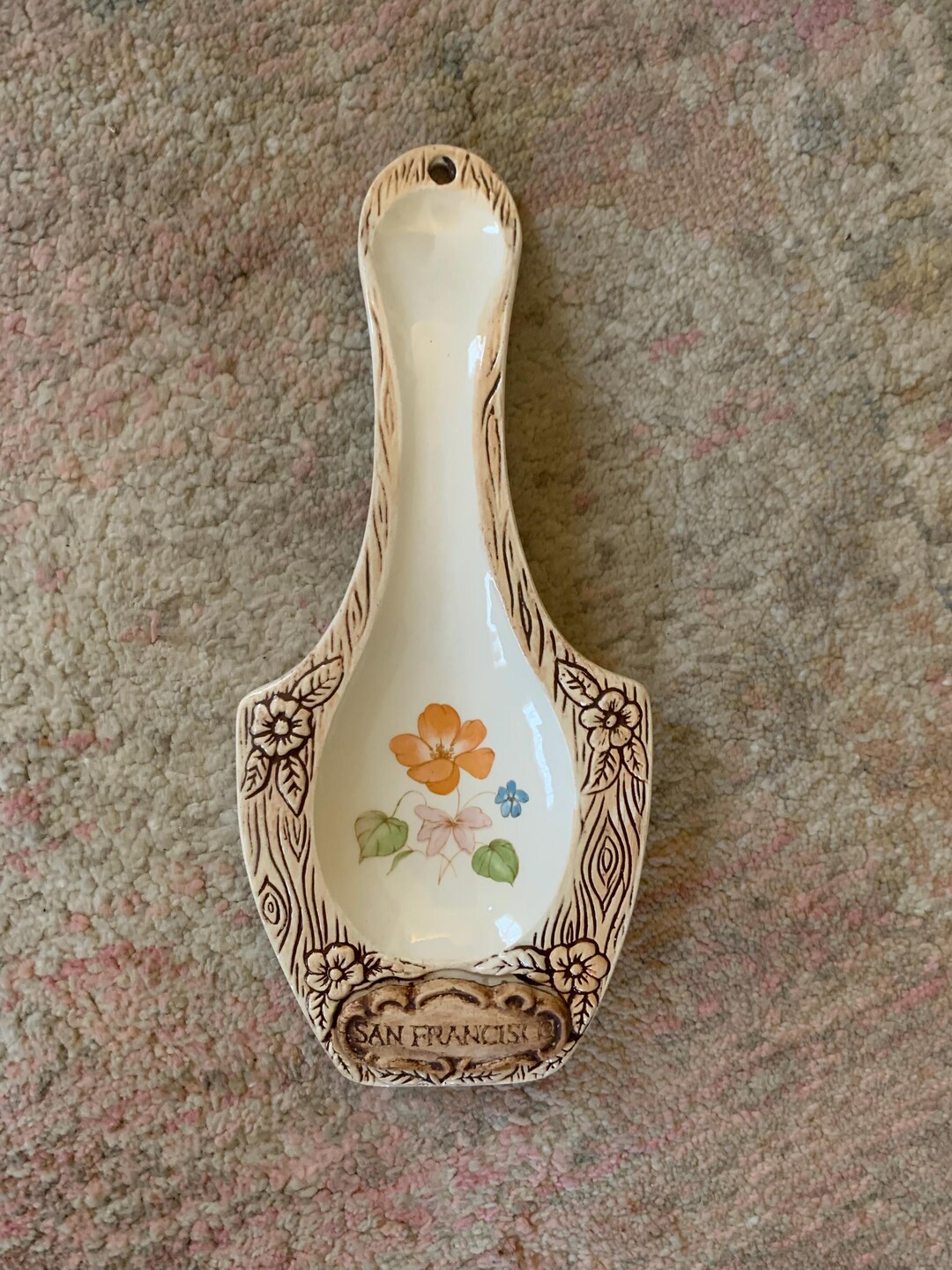 Vintage San Francisco Spoon Rest- Made in USA Colorful Flowers ...