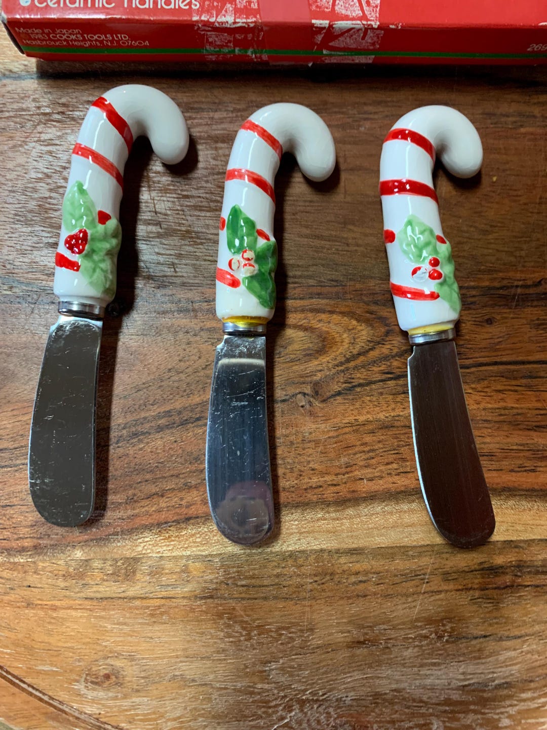 3 Candy Cane Cheese Spreaders- Set of 3 Hors D'oeuvre Spreaders ...