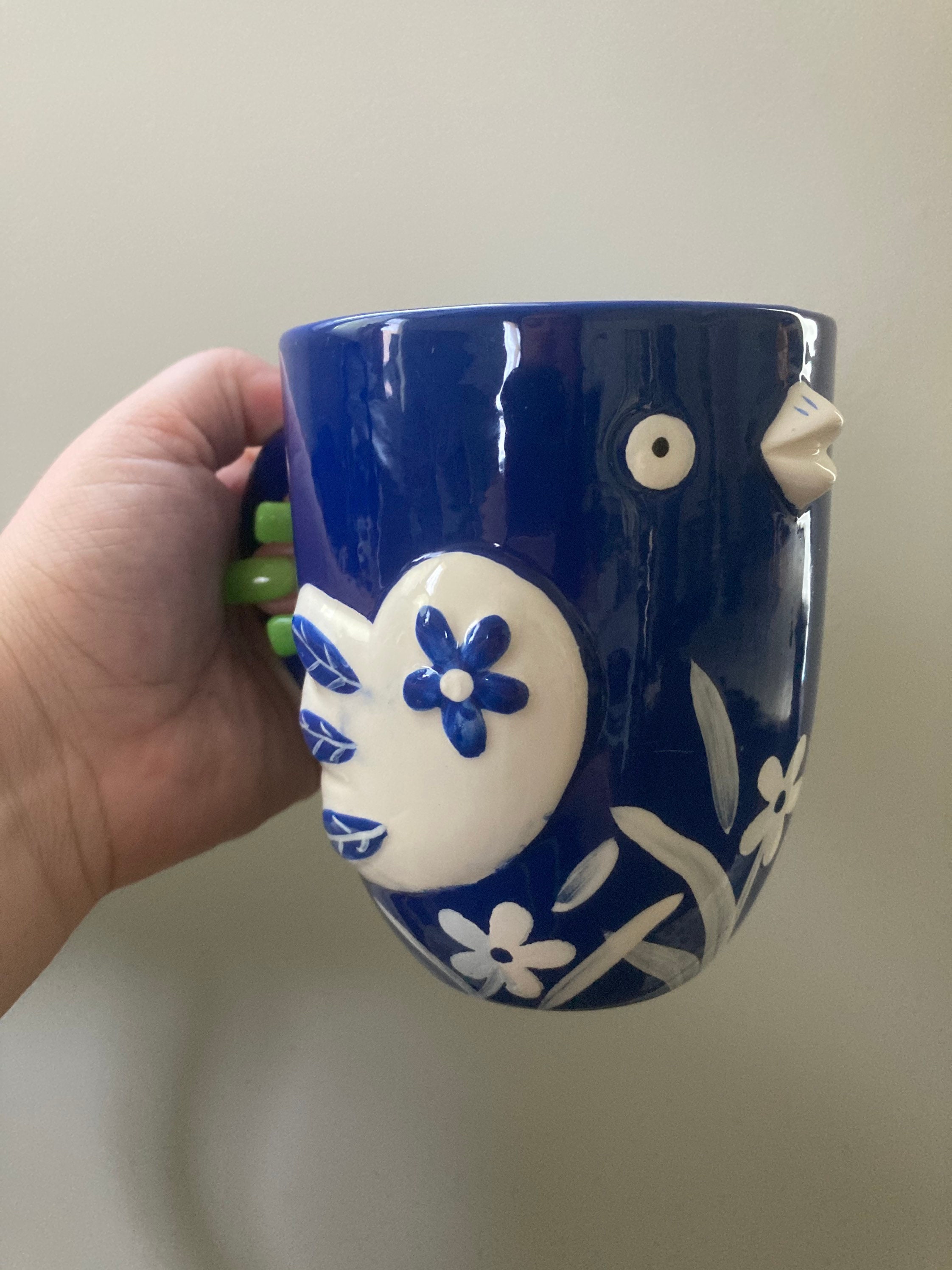 Handpainted Blue Chicken 3 Piece Tea Set Ceramic Hen Rooster | Etsy