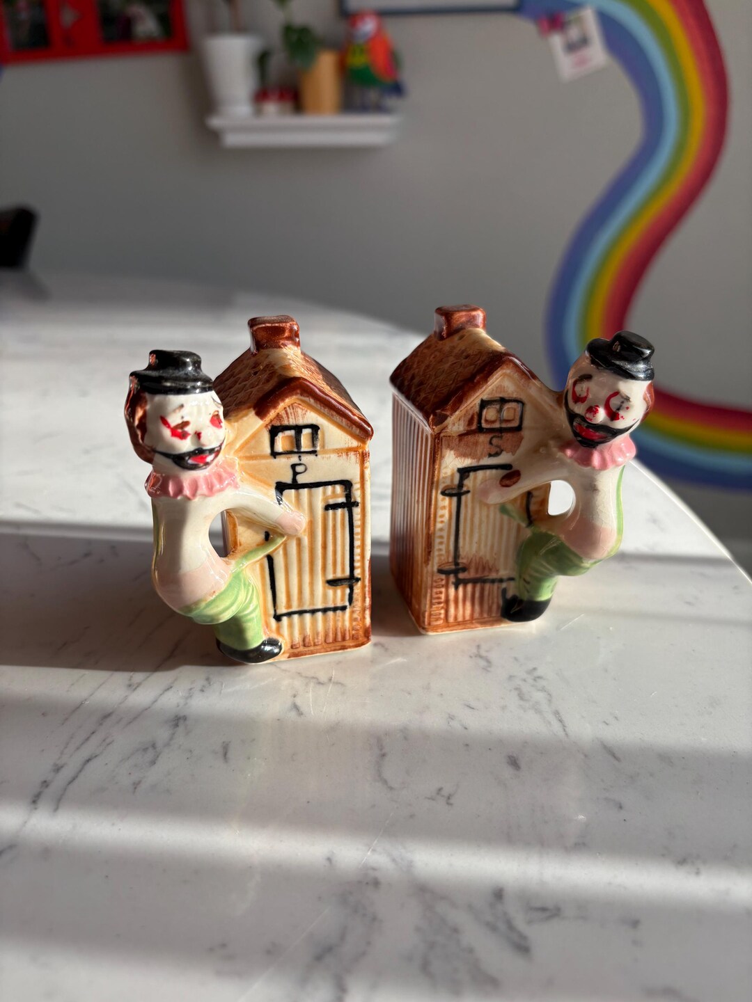 Vintage Clown Salt and Pepper Shaker Set Outhouse Clowns Funny Clowns ...