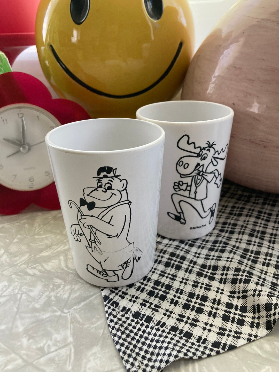 Vintage Cartoon Melmac Cups - 1960s Bullwinkle Moose Rare Magilla ...