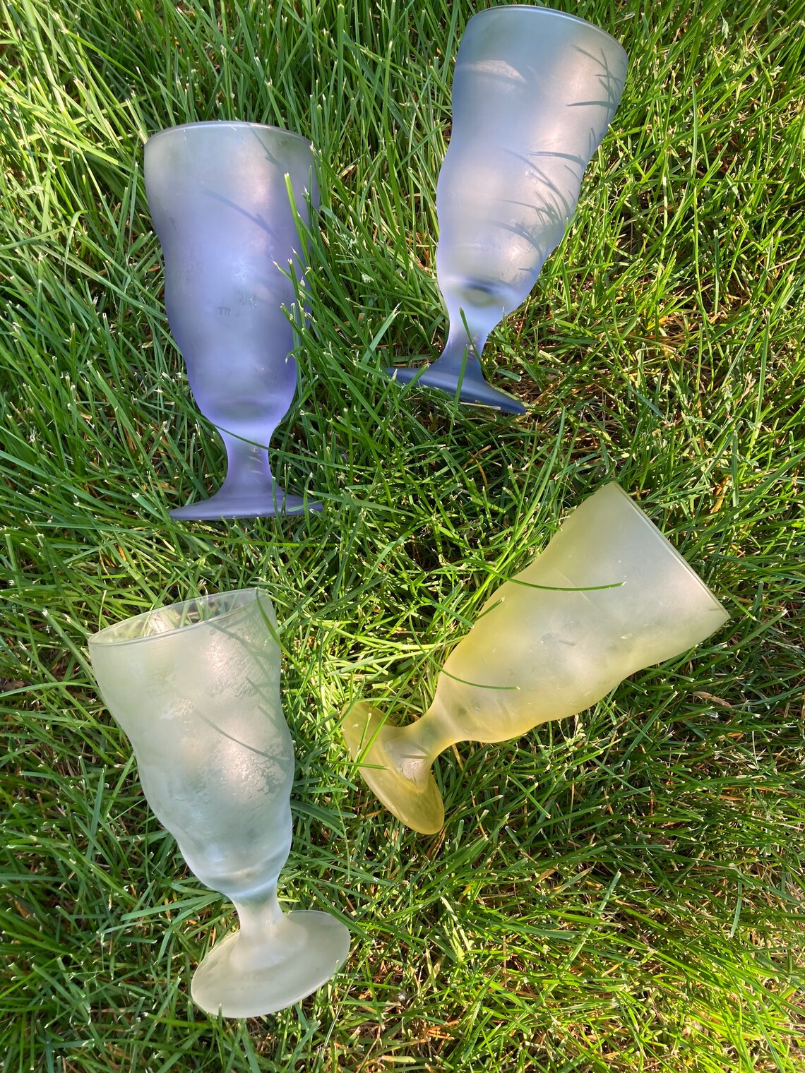 Pastel Frosted Sundae Glasses - Midcentury Vintage Glass Parfait Dish ...